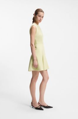 HUGO Sleeveless Flared Dress with Brooch